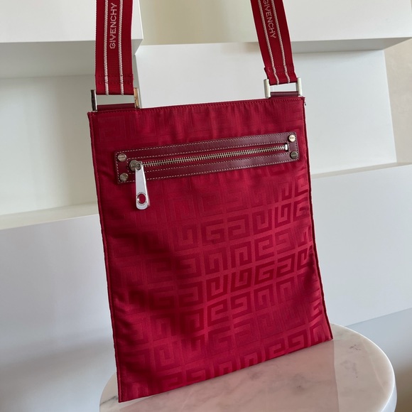 Givenchy | Bags | Givenchy Authentic Red Logo Flat Crossbody Like New ...